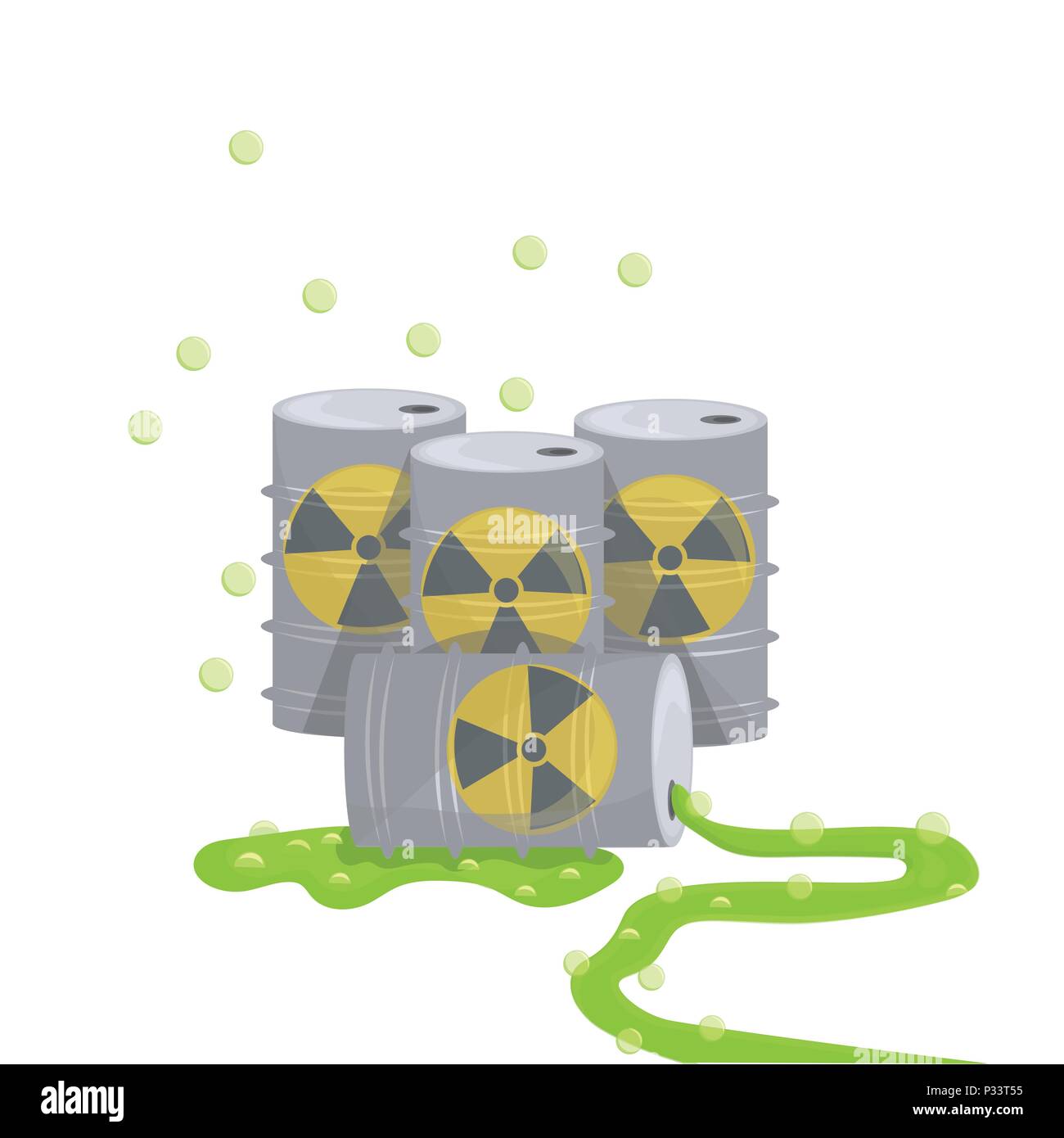 Nuclear energy barrel nature air pollution isolated on white background ...