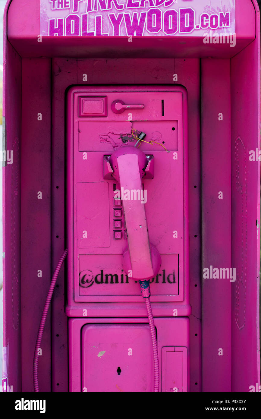 Pink Public pay phone, West Hollywood, Los Angeles, California Stock ...