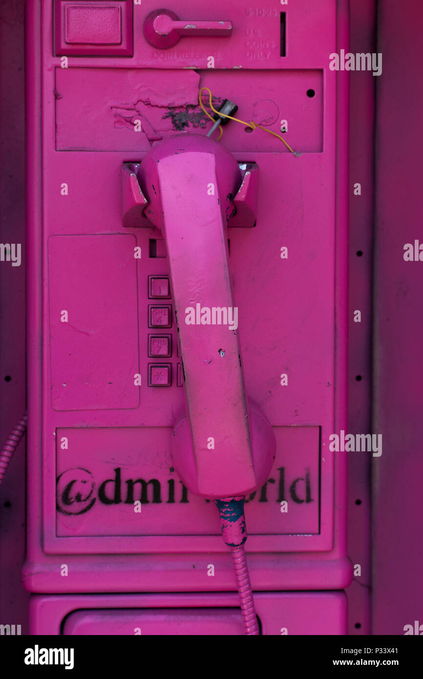 Pink Public pay phone, West Hollywood, Los Angeles, California Stock ...