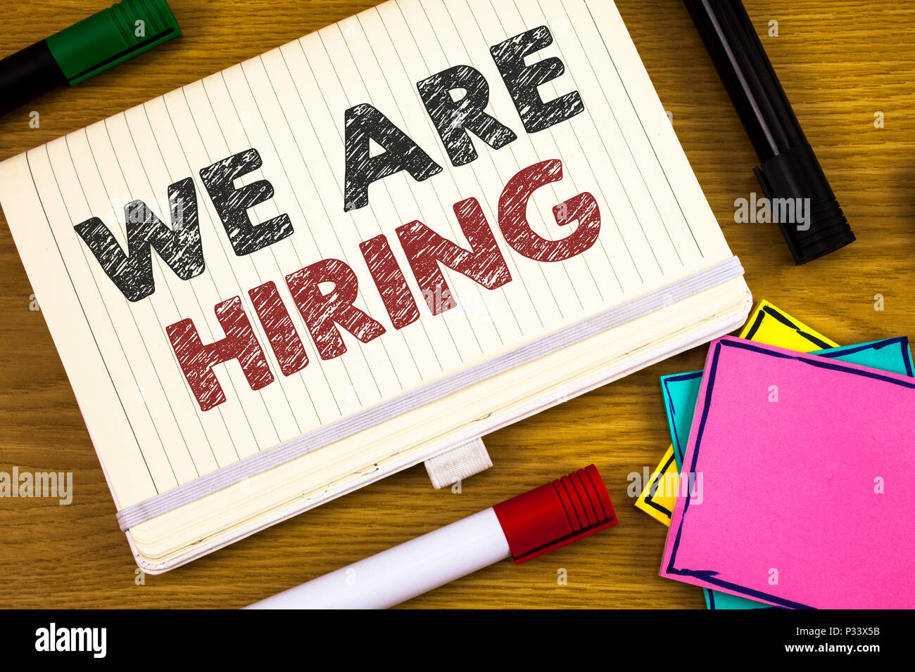 Handwriting texts writing We Are Hiring. Concept meaning Talent Hunting ...