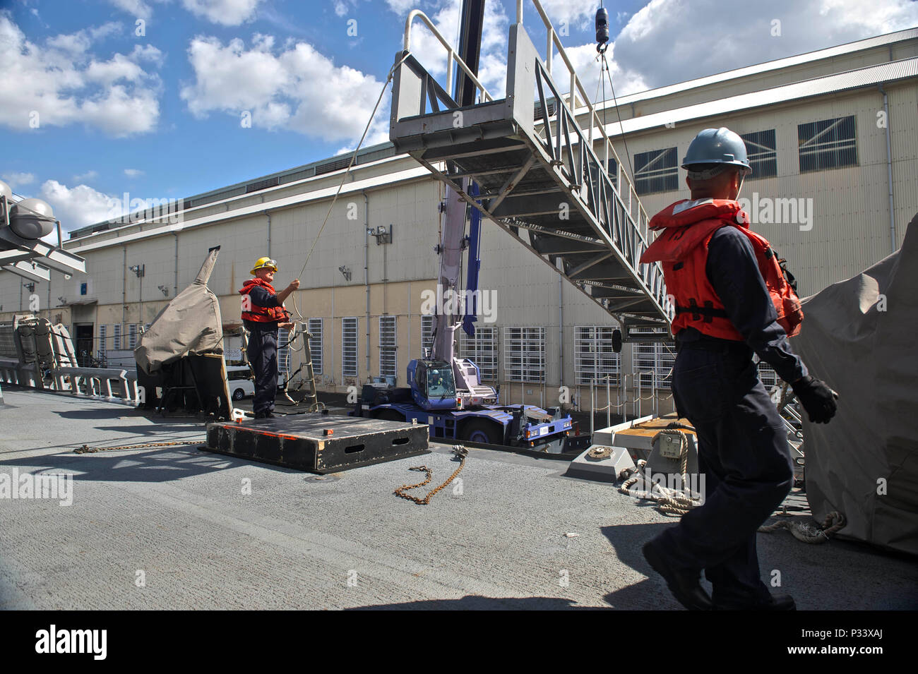 SASEBO, Japan (Aug. 30, 2016) The brow is raised during a sea and ...