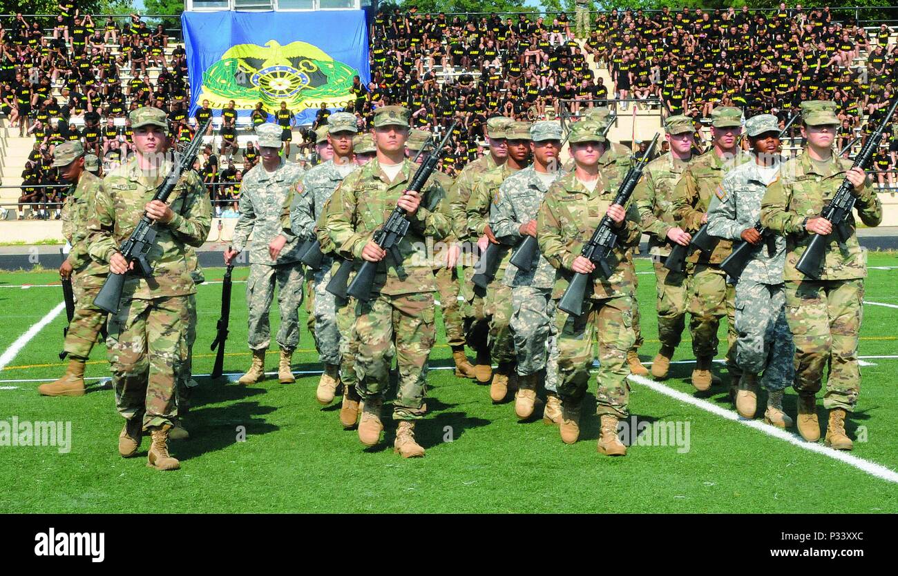 Advanced individual training Soldiers perform drill movements during ...