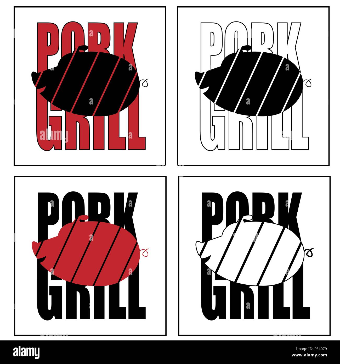 Pig label symbol pork meat hi-res stock photography and images - Alamy