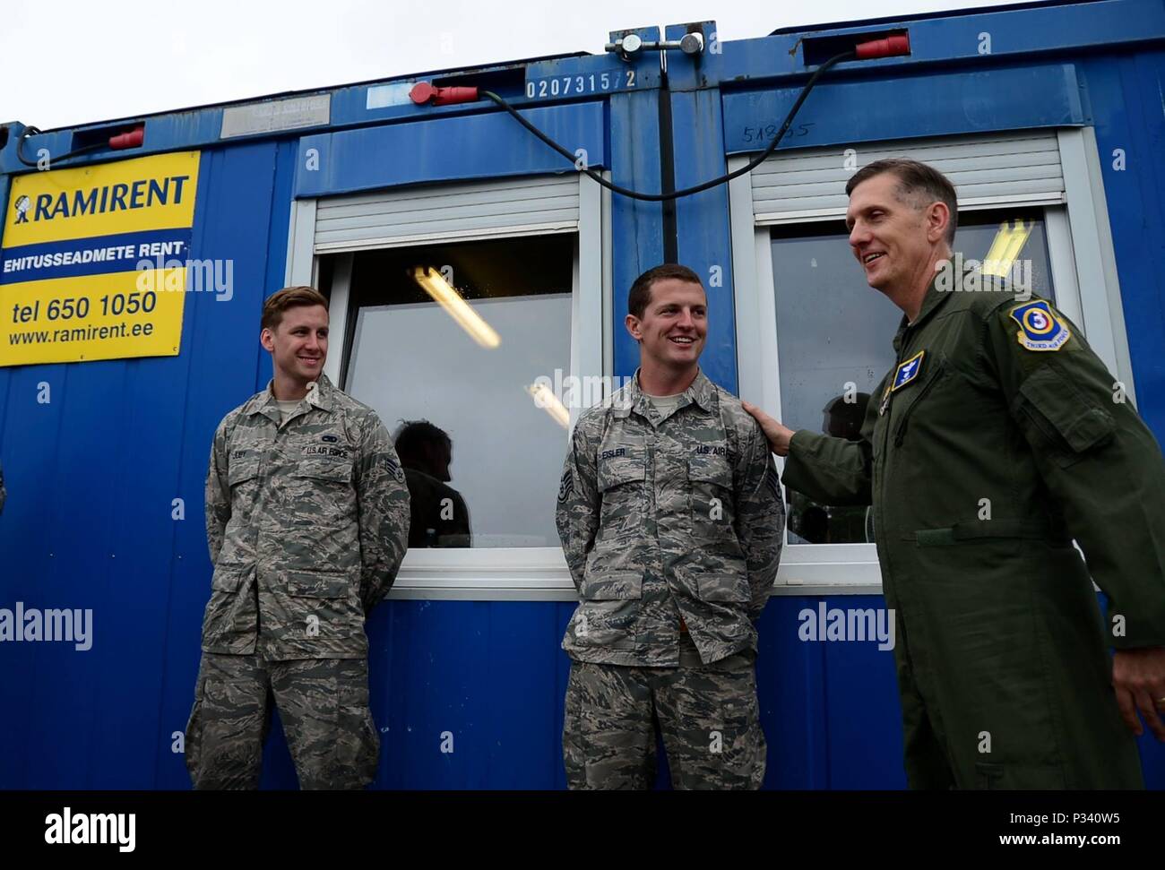 U.S. Air Force Lt. Gen. Timothy M. Ray, 3rd Air Force commander, greets ...