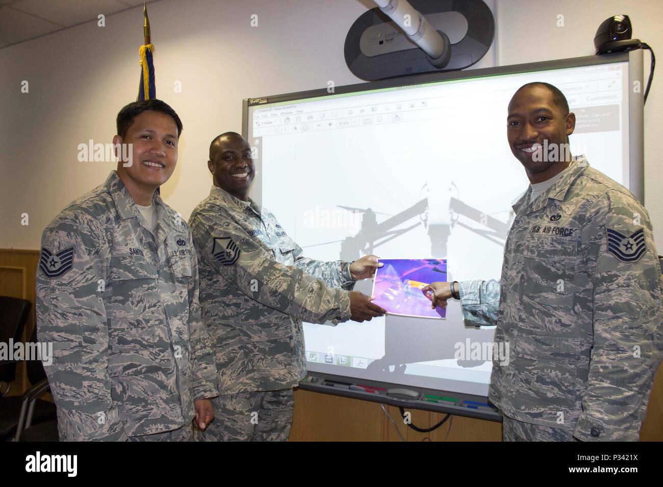 At Ramstein Air Base, Germany, (L to R) Tech. Sgt. Jeffrey Santos ...