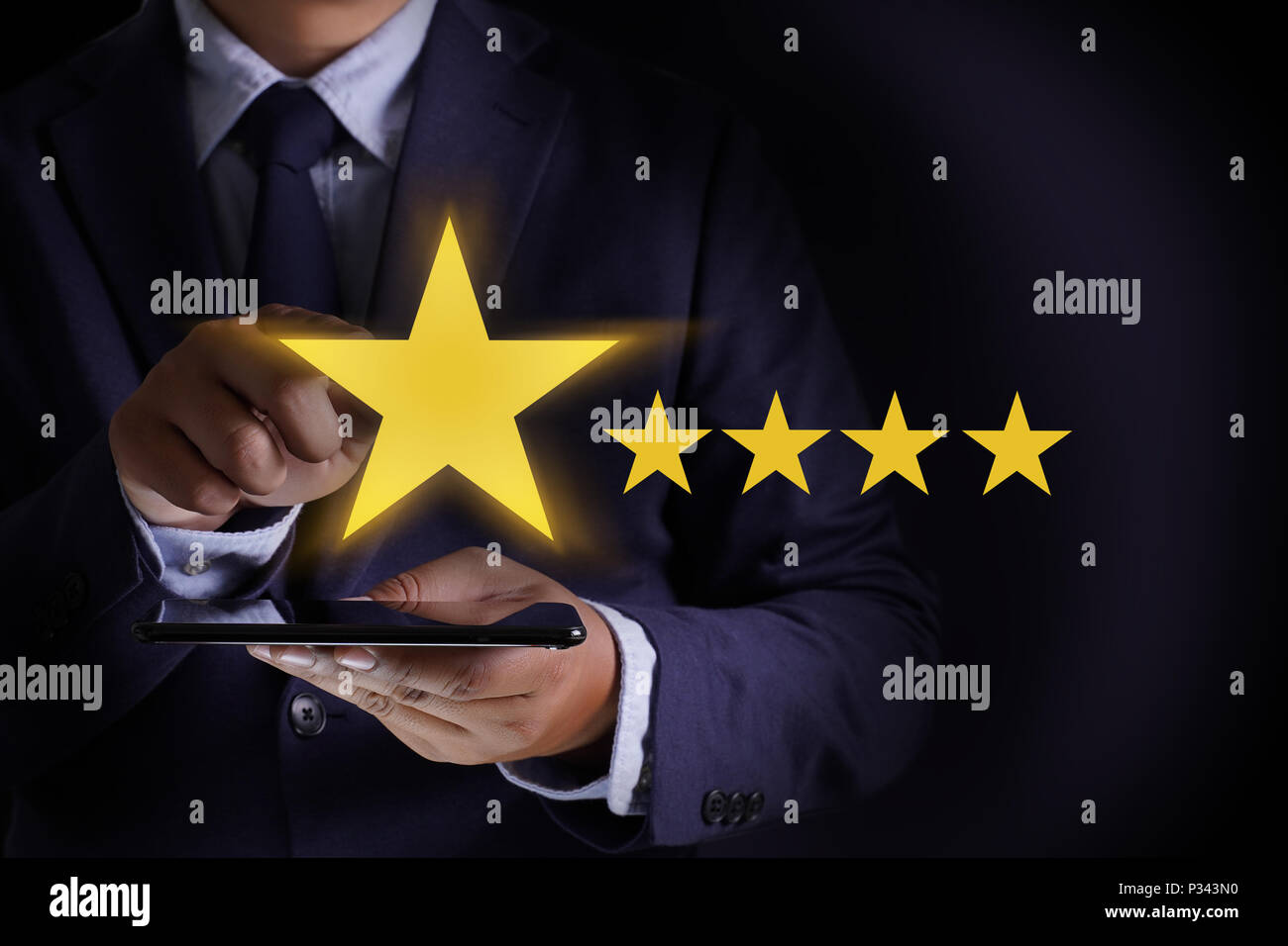 Man Happy Customer give Five Star Rating Experience Customer service ...
