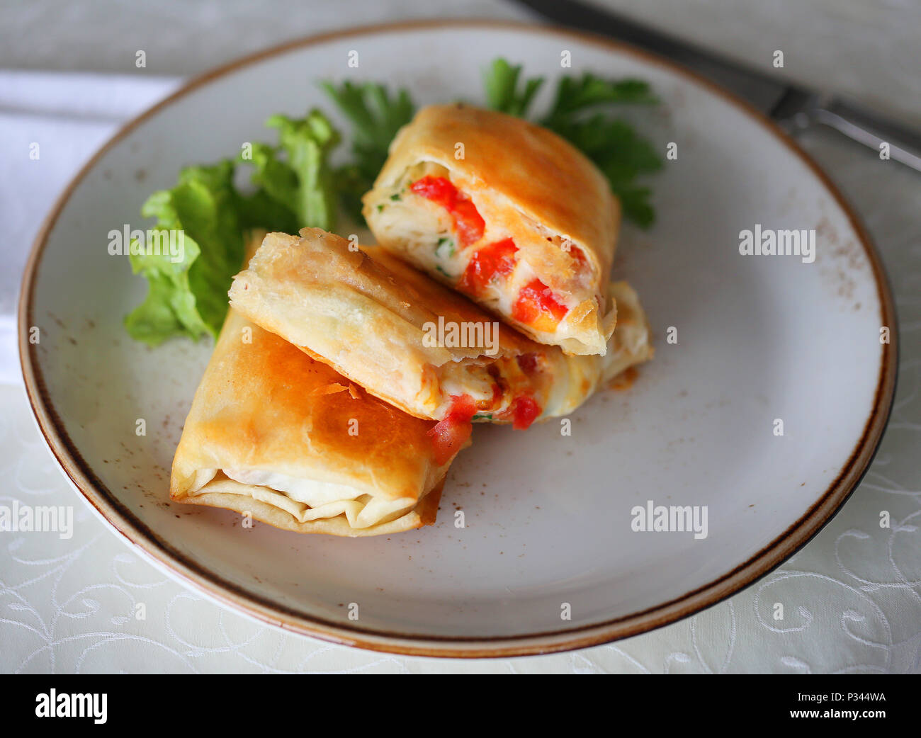 Photo of macro delicious rolls with vegetables in the restaurant Stock ...
