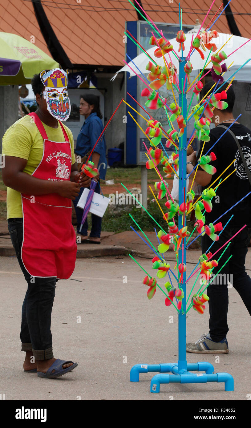 Thailand. 16th June, 2018. Thais wear masks representing the spirits of ...