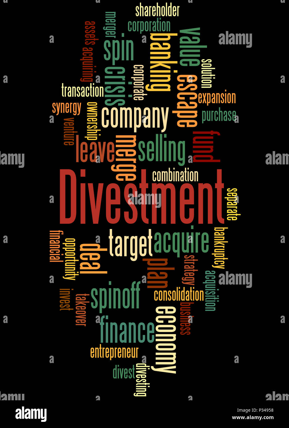 Divestment, word cloud concept on black background Stock Photo - Alamy