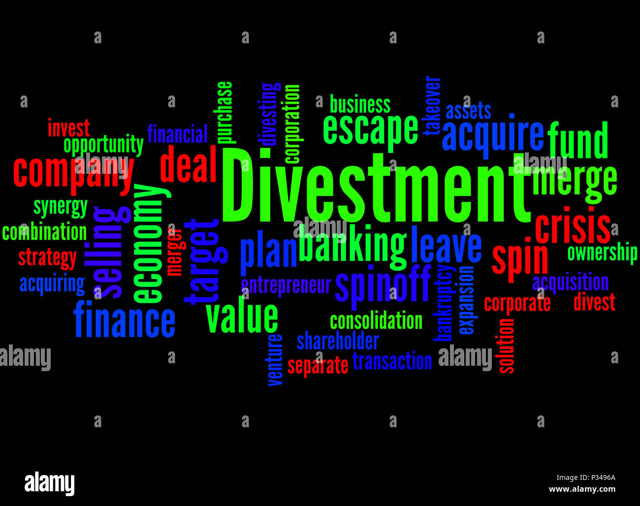 Divestment, word cloud concept on black background Stock Photo - Alamy