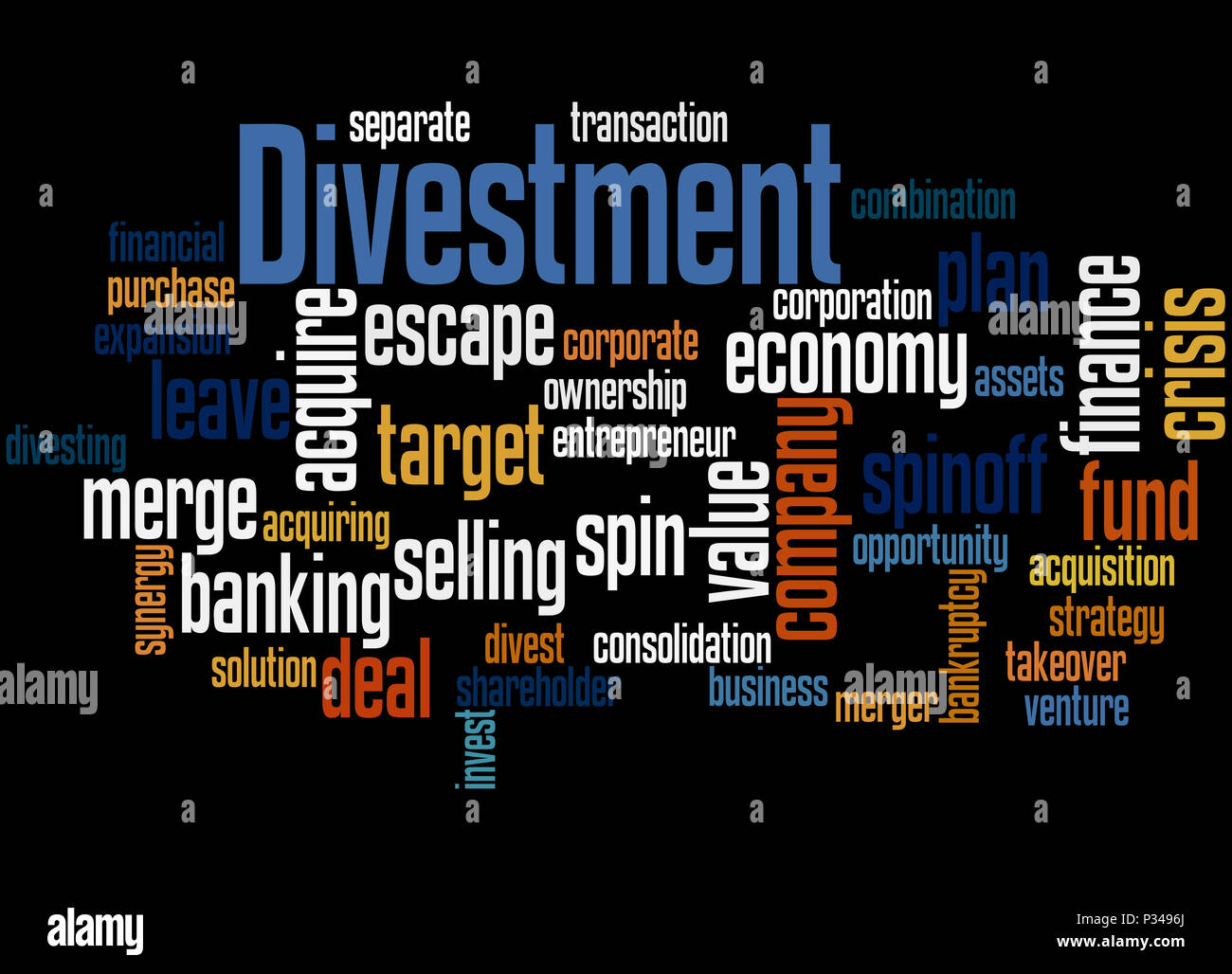 Divestment, word cloud concept on black background Stock Photo - Alamy