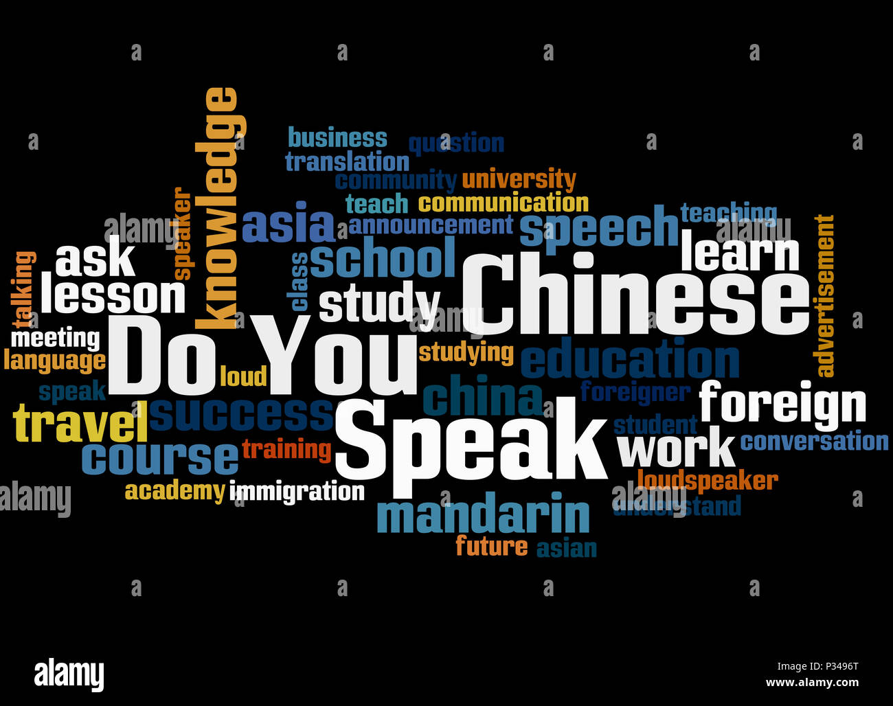 Do You Speak Chinese, word cloud concept on black background Stock ...