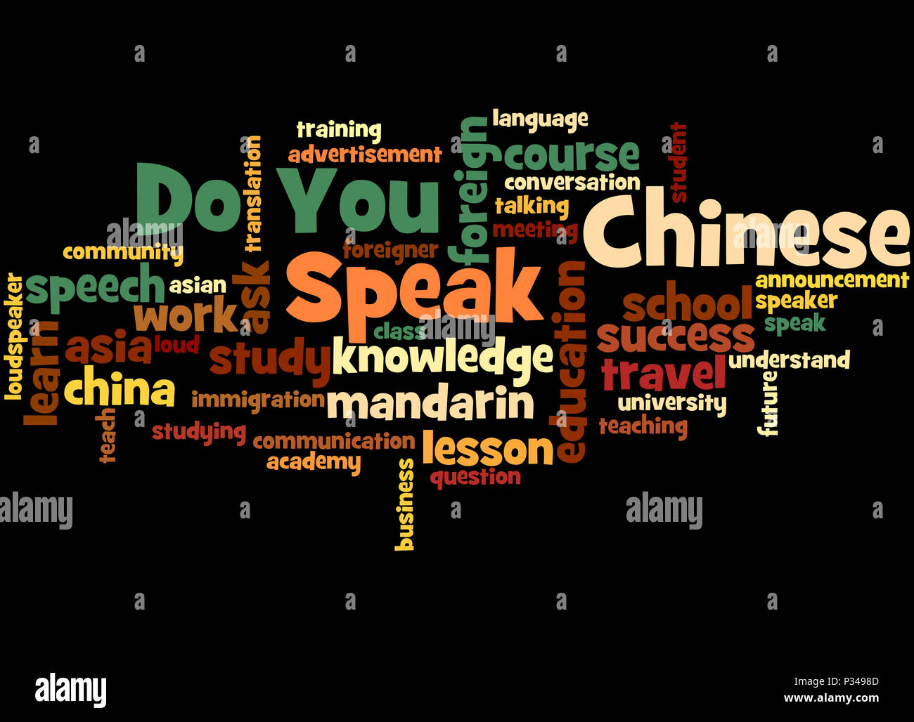 Do You Speak Chinese, word cloud concept on black background Stock ...