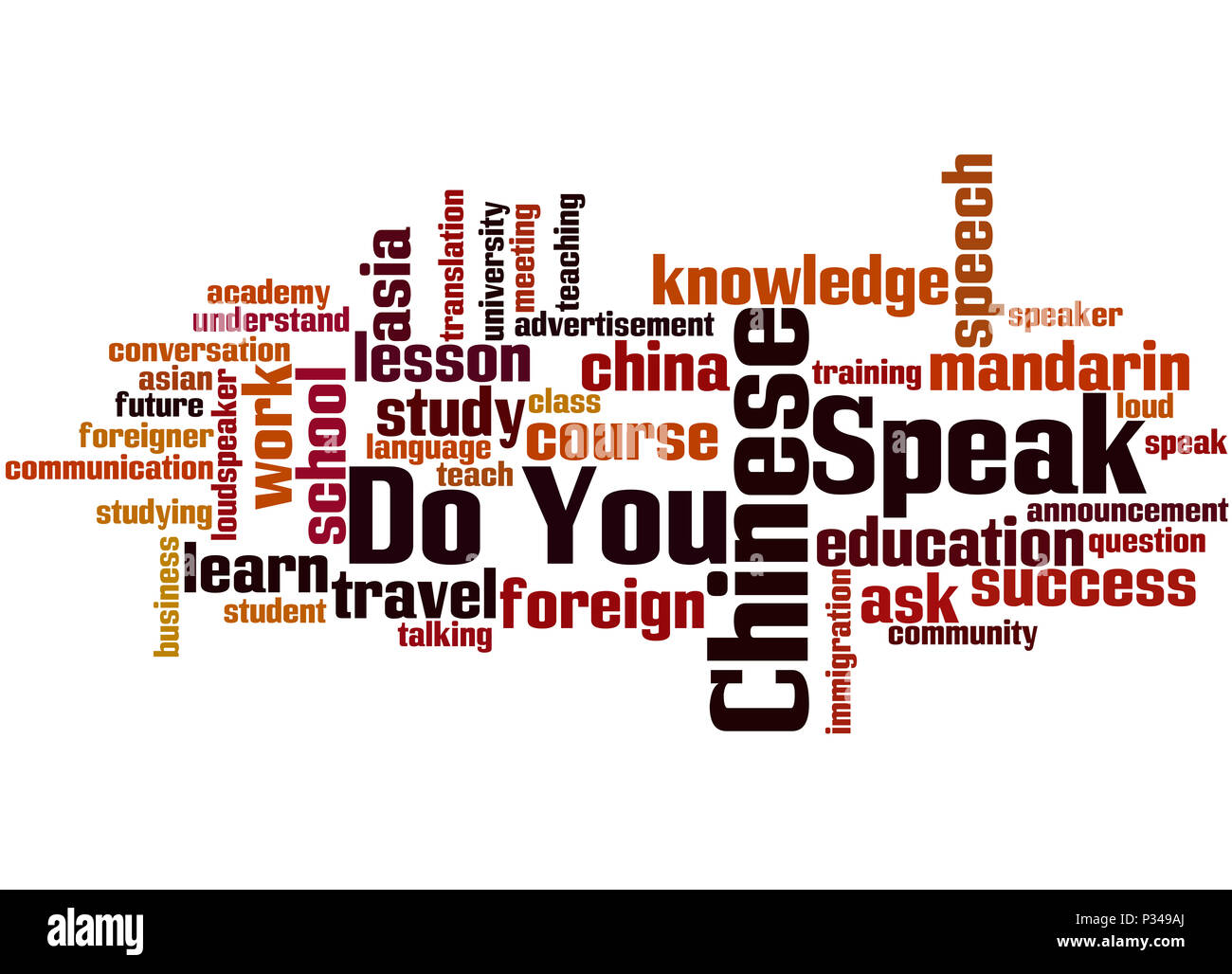 Do You Speak Chinese, word cloud concept on white background Stock ...