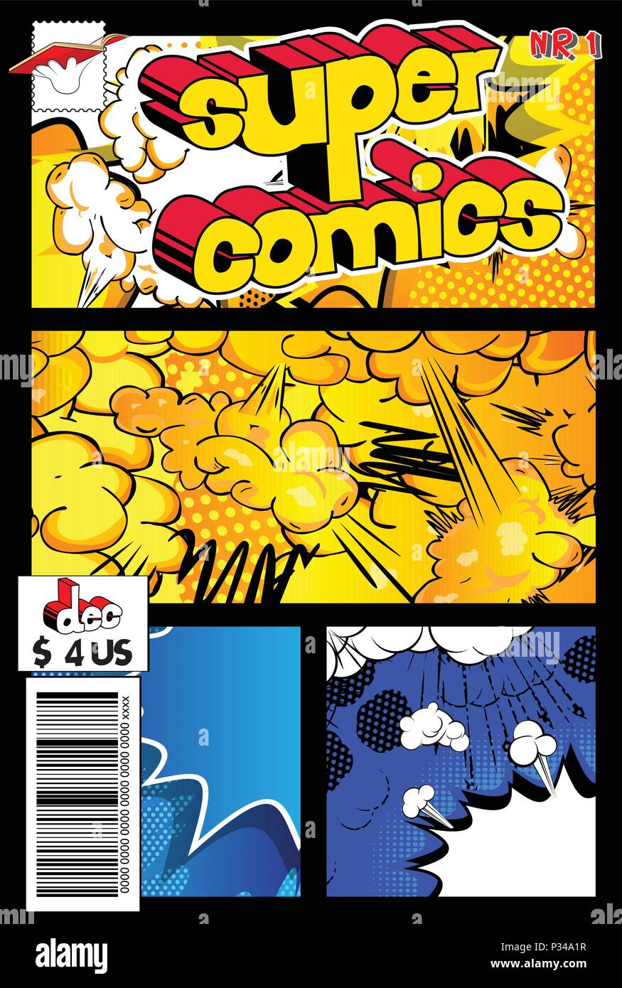 Editable comic book cover with abstract background Stock Vector Image ...