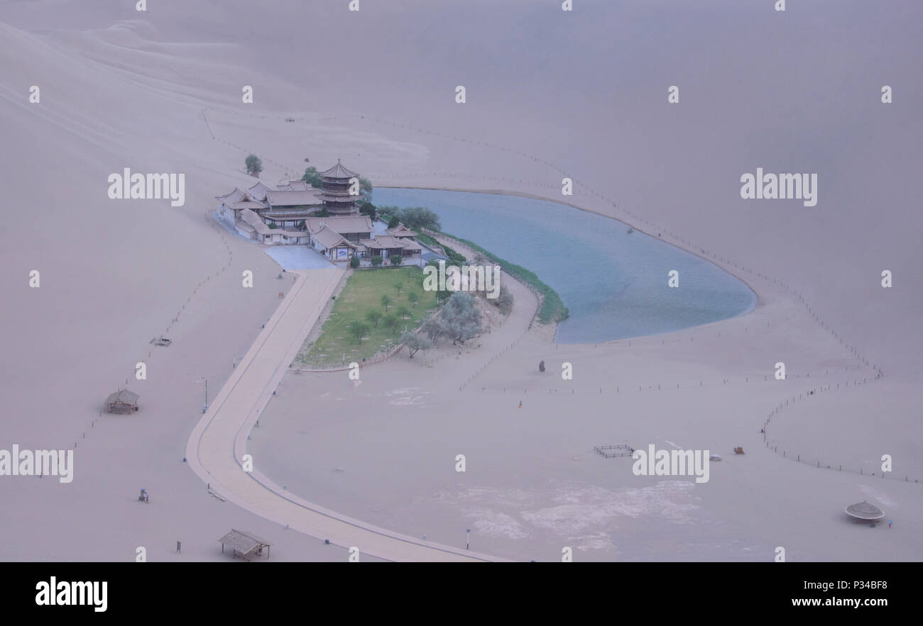 Windswept sand dunes, Mingsha Shan (Singing Sands Mountain), Dunhuang ...