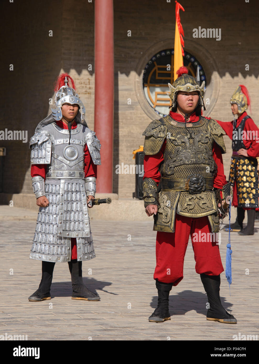 Ming Dynasty guards reenactment at Jiayuguan Fort at Jiayu Pass ...
