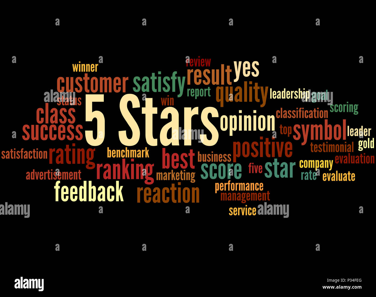 5 Stars, word cloud concept on black background Stock Photo - Alamy