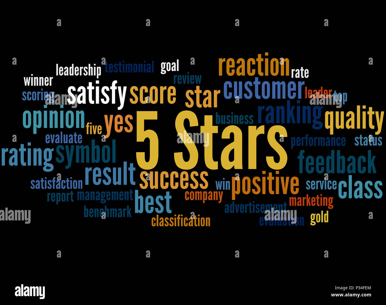 5 Stars, word cloud concept on black background Stock Photo - Alamy