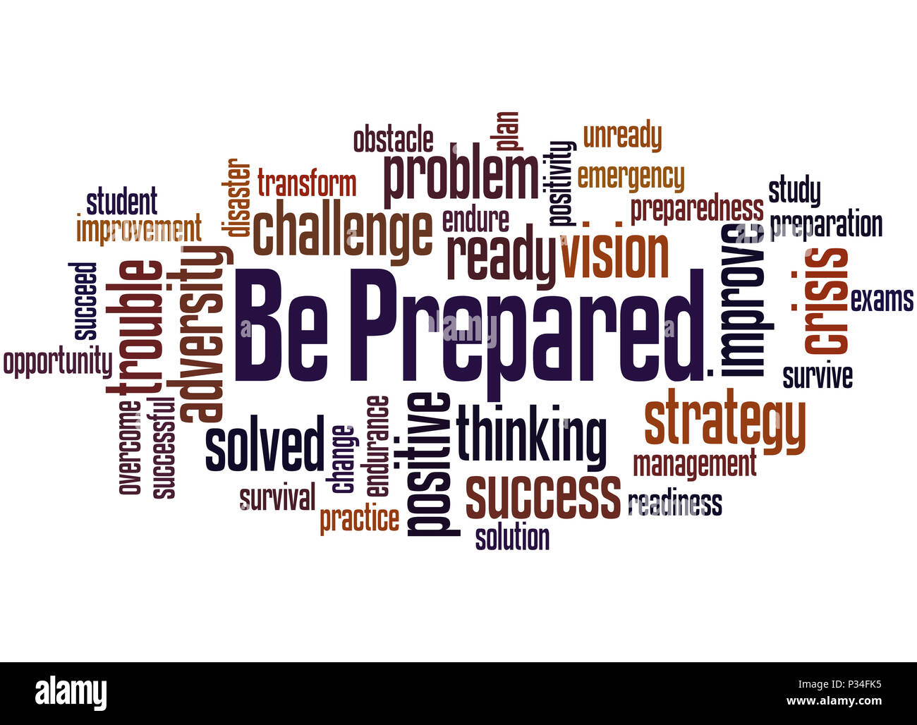 Be Prepared, word cloud concept on white background Stock Photo - Alamy