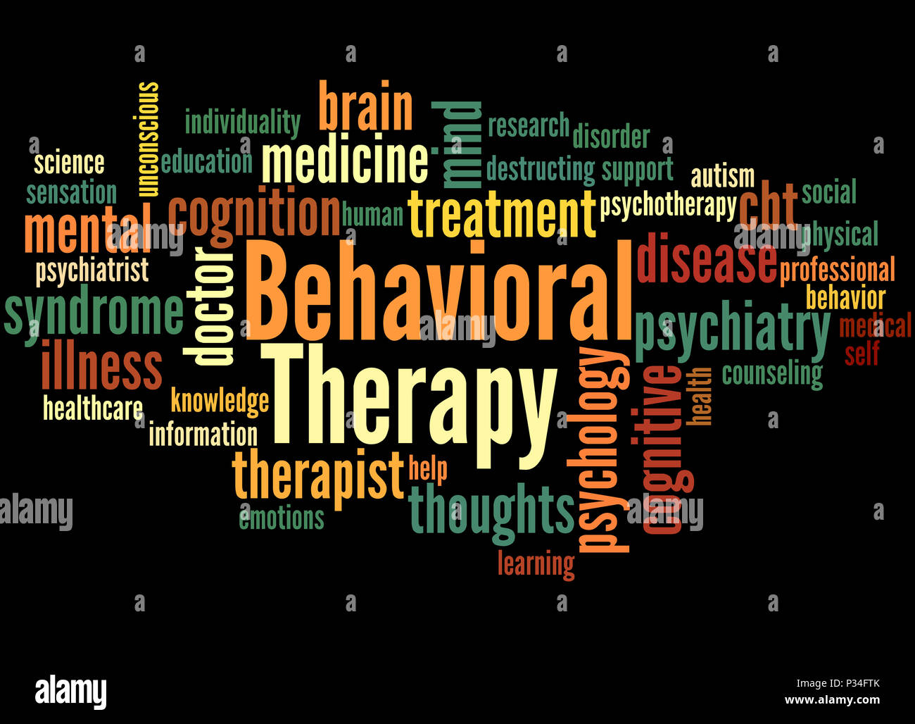 Behavioral Therapy, word cloud concept on black background Stock Photo ...