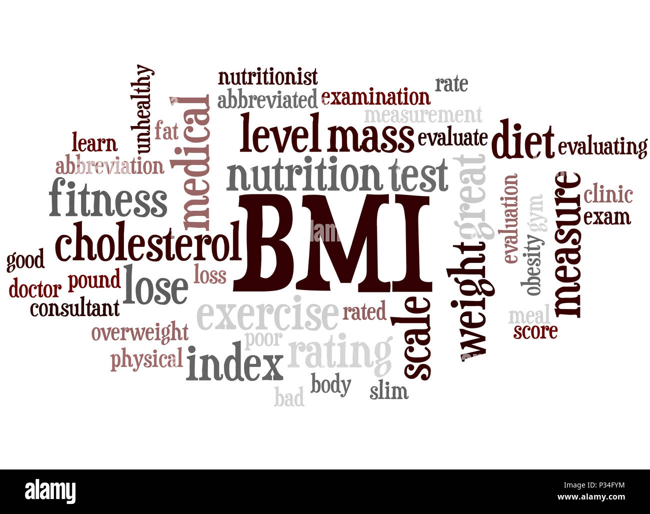 BMI, word cloud concept on white background Stock Photo - Alamy