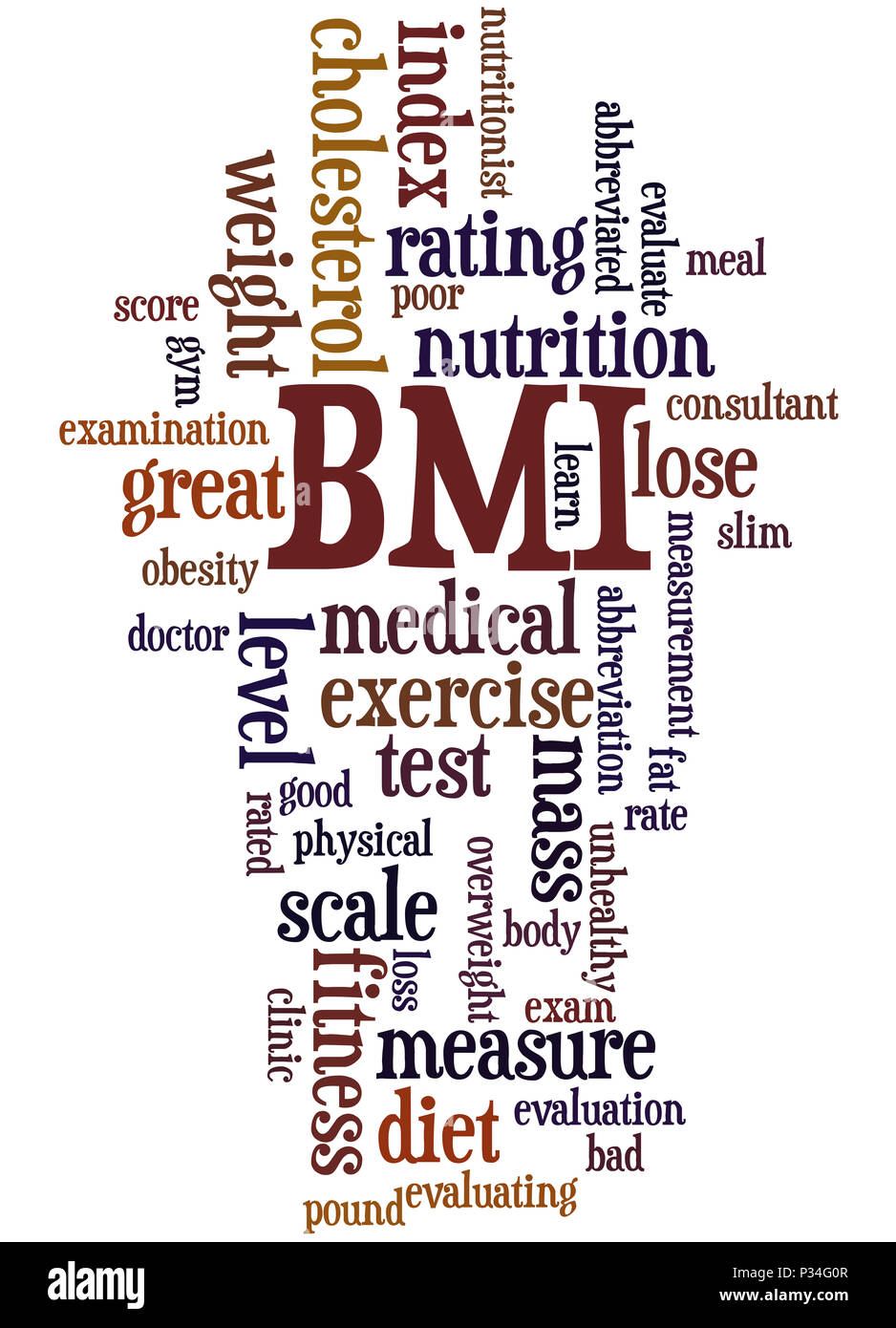 BMI, word cloud concept on white background Stock Photo - Alamy