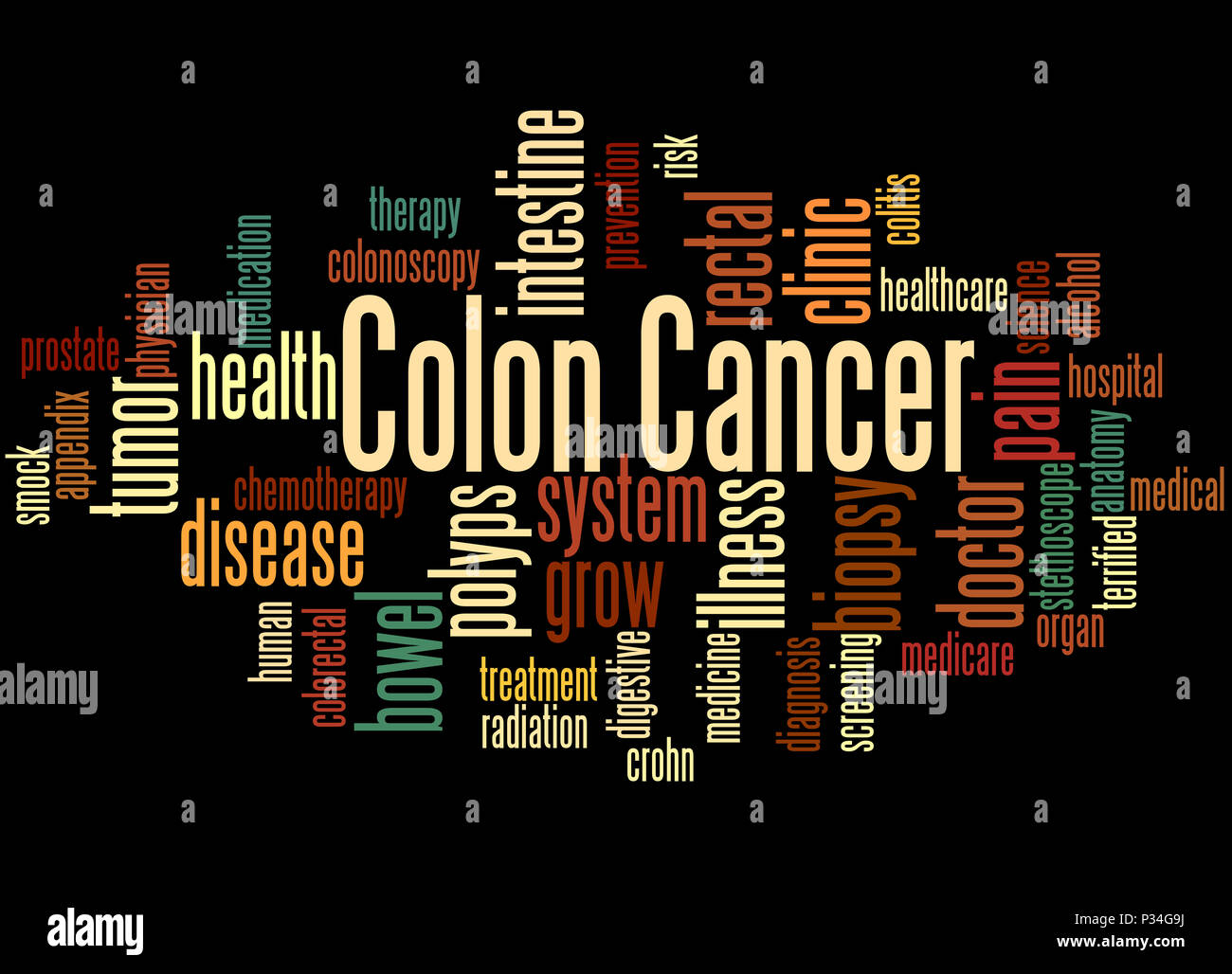 Colon Cancer, word cloud concept on black background Stock Photo - Alamy