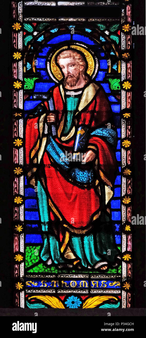 Saint Thomas the Apostle, stained glass window in the San Michele in ...