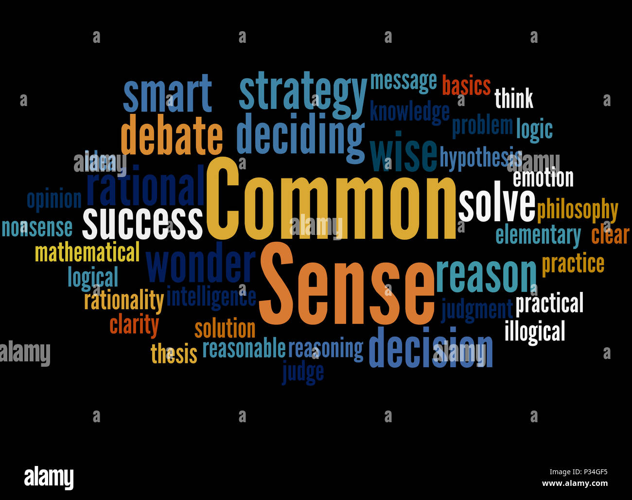 Common Sense, word cloud concept on black background Stock Photo - Alamy