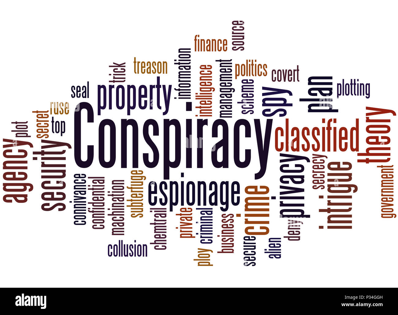 Conspiracy, word cloud concept on white background Stock Photo - Alamy