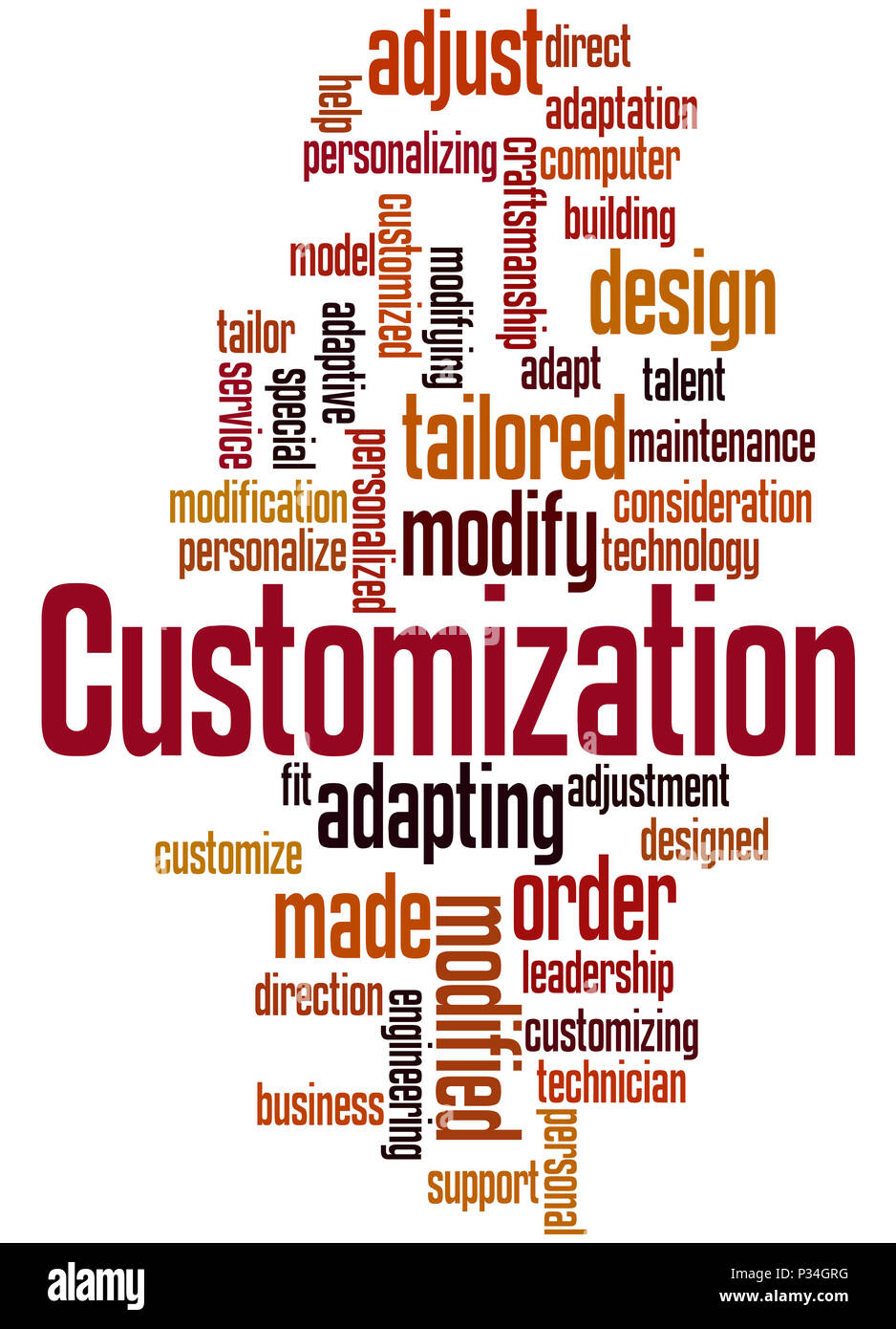 Customization, word cloud concept on white background Stock Photo - Alamy