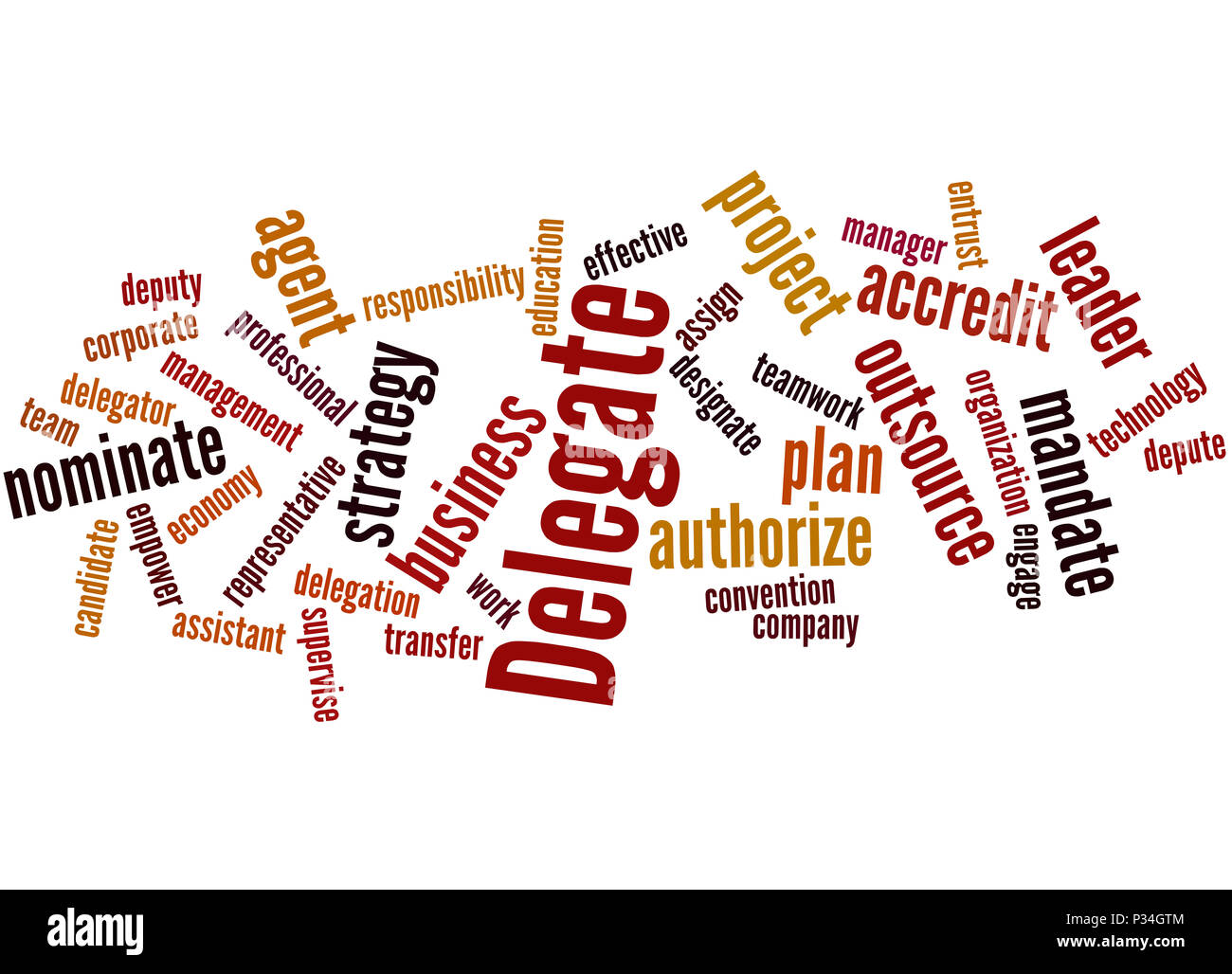 Delegate, word cloud concept on white background Stock Photo - Alamy