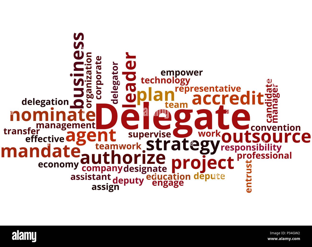 Delegate, word cloud concept on white background Stock Photo - Alamy