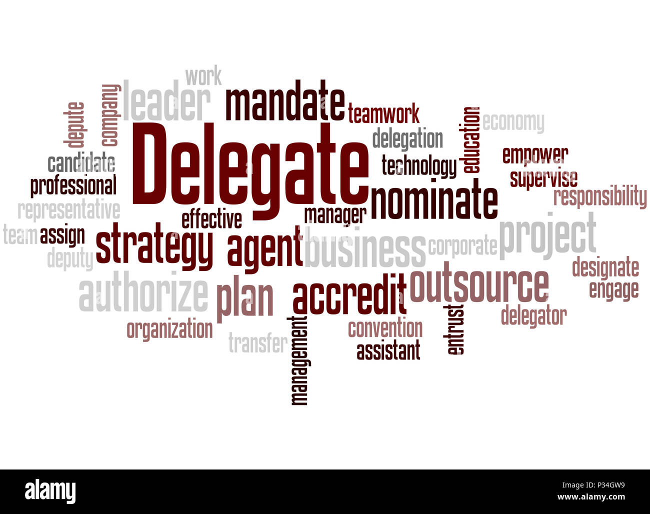 Delegate, word cloud concept on white background Stock Photo - Alamy