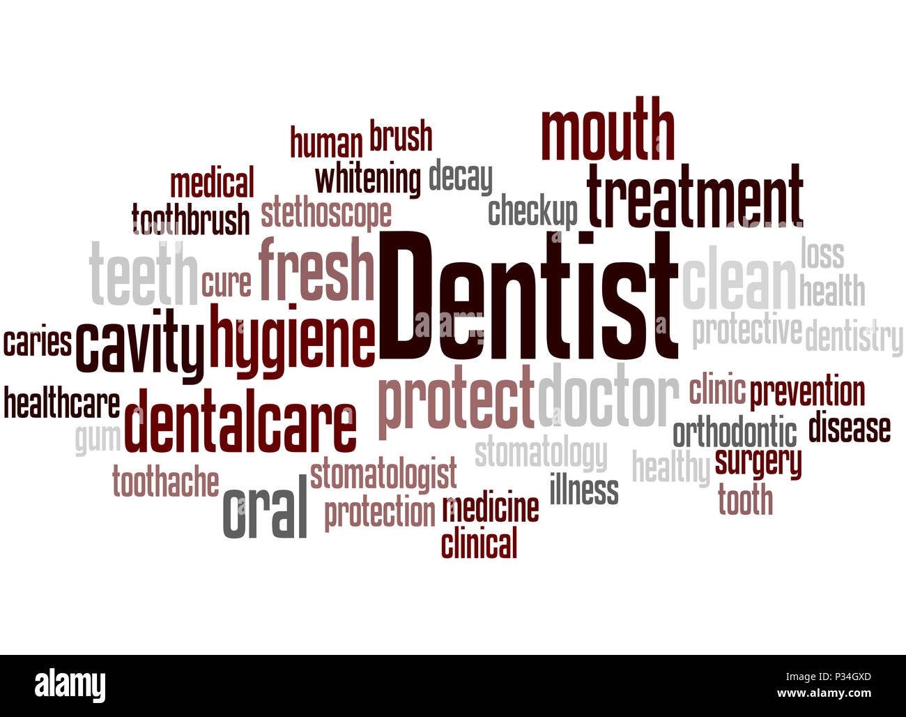 Dentist, word cloud concept on white background Stock Photo - Alamy