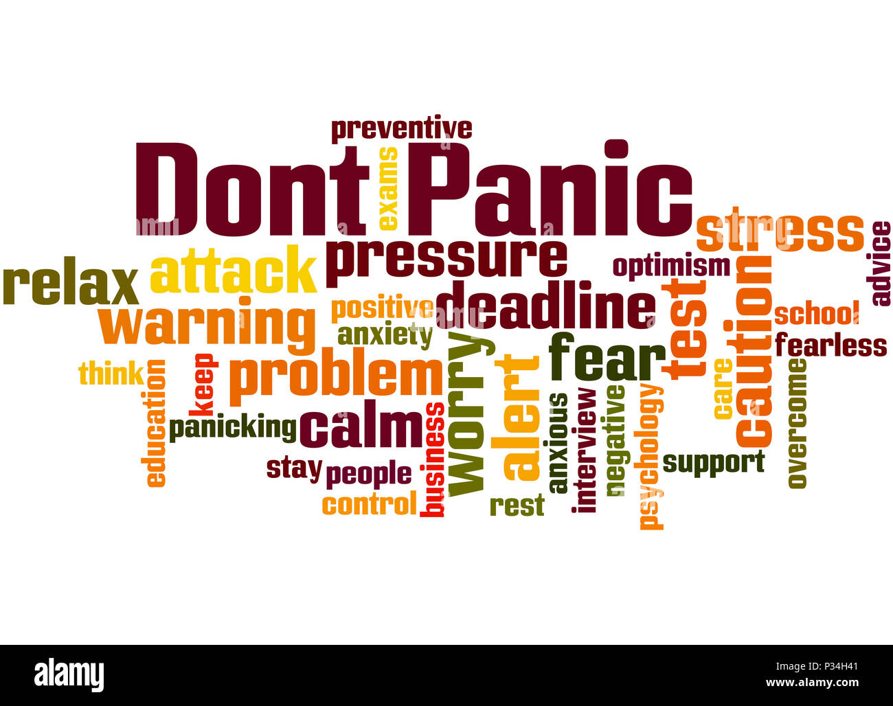 Dont Panic, word cloud concept on white background Stock Photo - Alamy