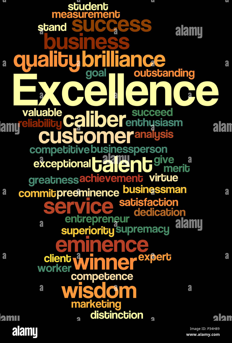 Excellence, word cloud concept on black background Stock Photo - Alamy
