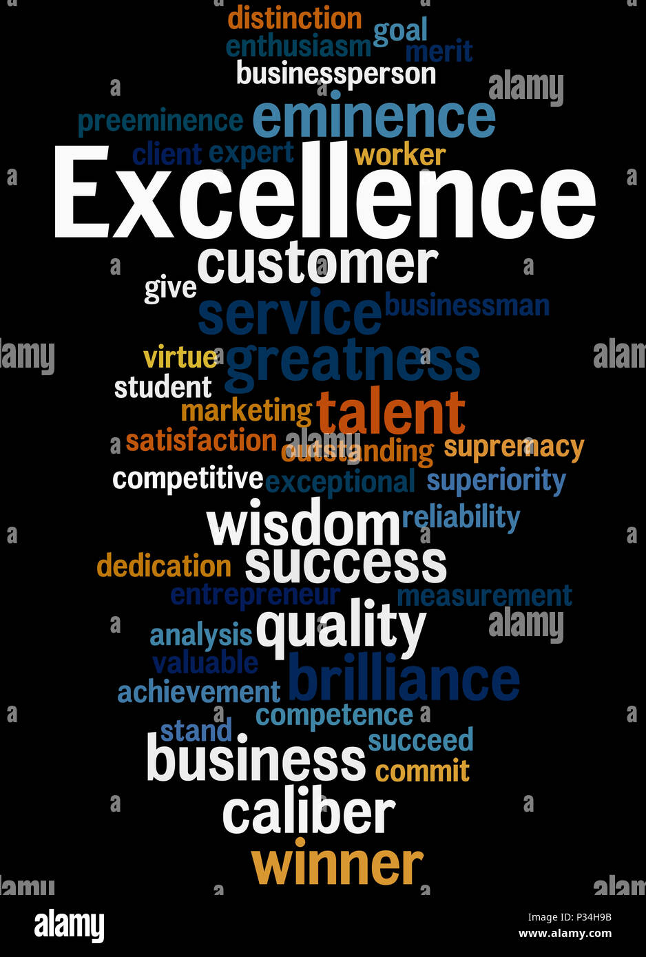 Excellence, word cloud concept on black background Stock Photo - Alamy