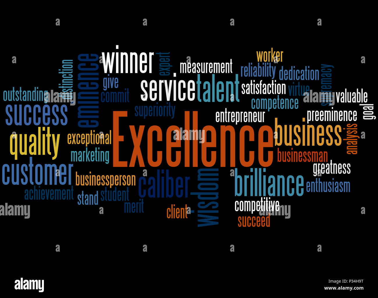 Excellence, word cloud concept on black background Stock Photo - Alamy