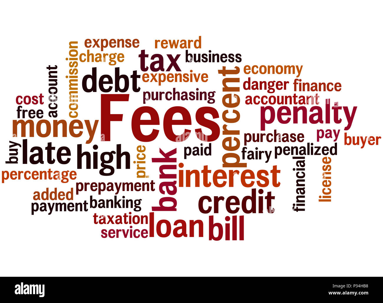 Fees, word cloud concept on white background Stock Photo - Alamy