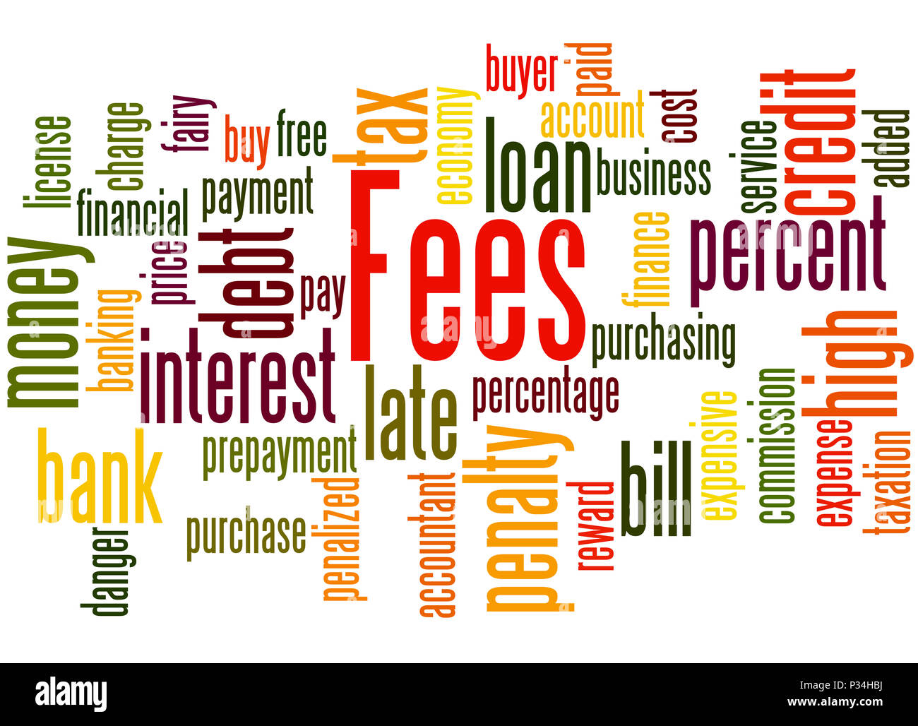 Fees, word cloud concept on white background Stock Photo - Alamy