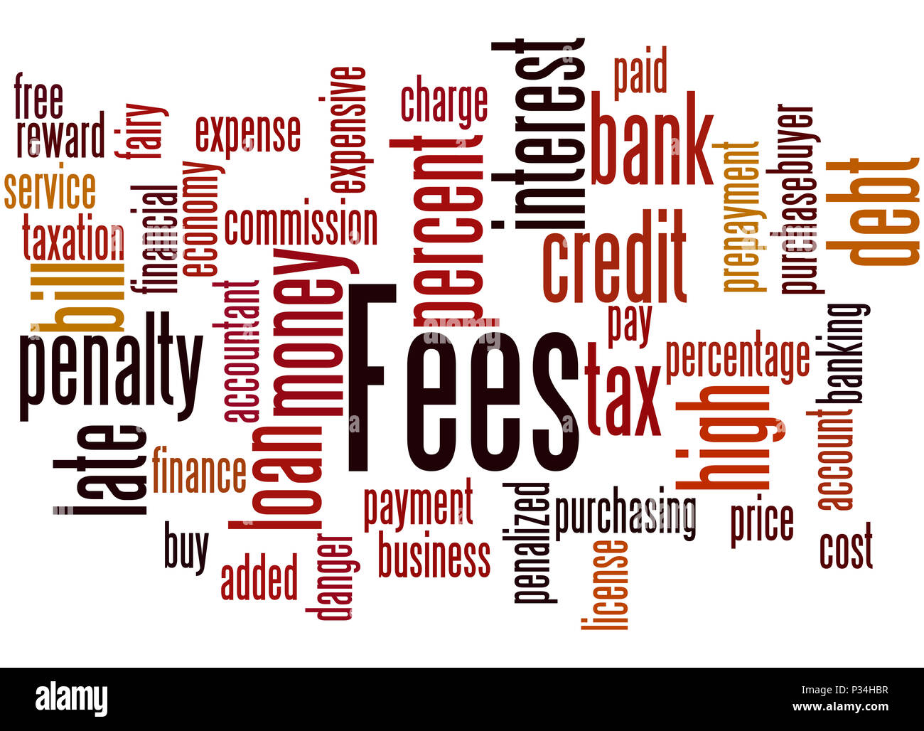 Fees, word cloud concept on white background Stock Photo - Alamy
