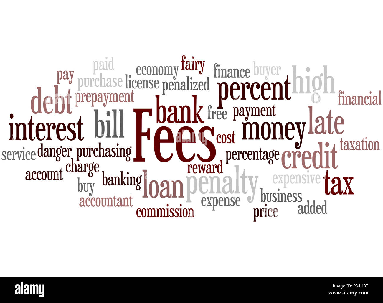 Fees, word cloud concept on white background Stock Photo - Alamy