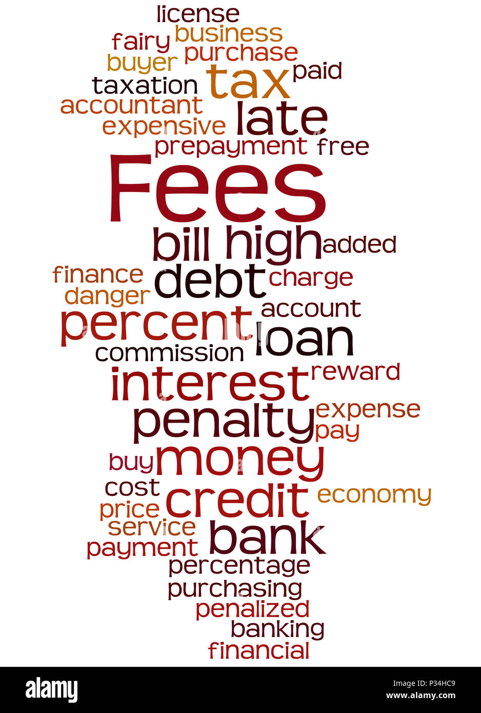 Fees, word cloud concept on white background Stock Photo - Alamy