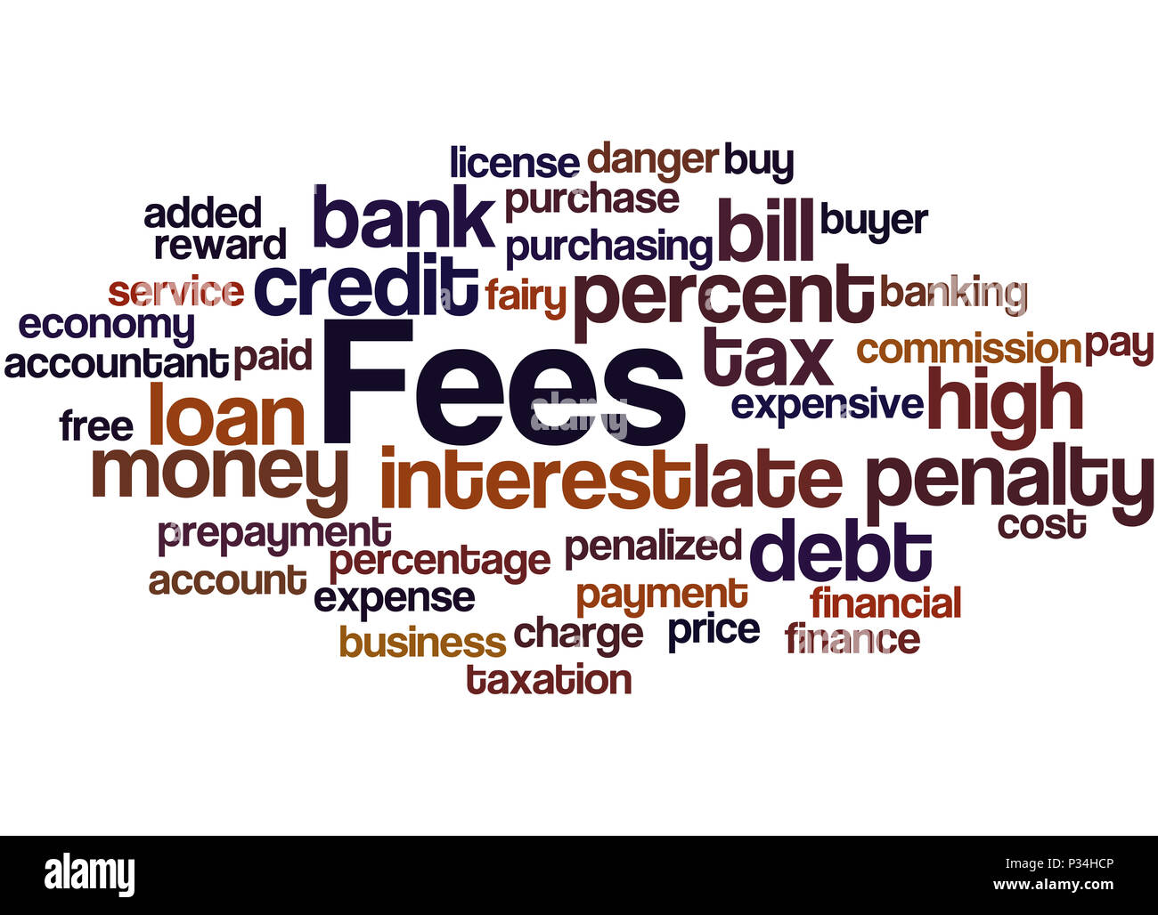 Fees, word cloud concept on white background Stock Photo - Alamy