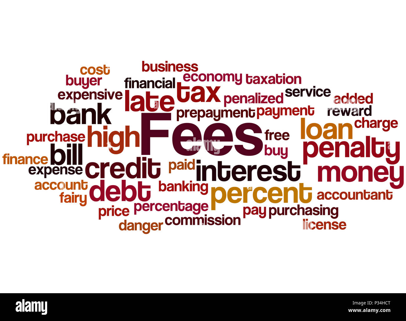 Fees, word cloud concept on white background Stock Photo - Alamy