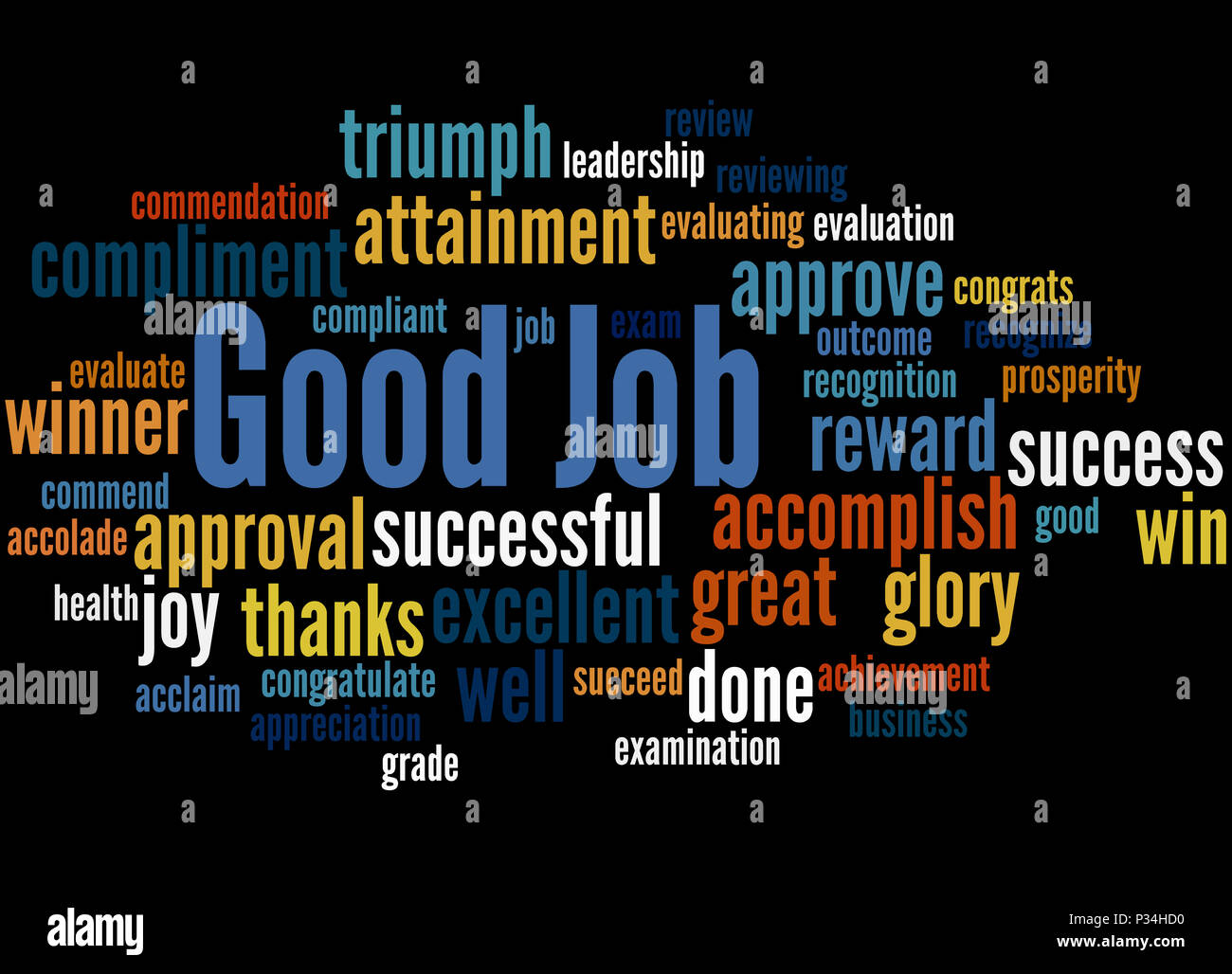 Good Job, word cloud concept on black background Stock Photo - Alamy