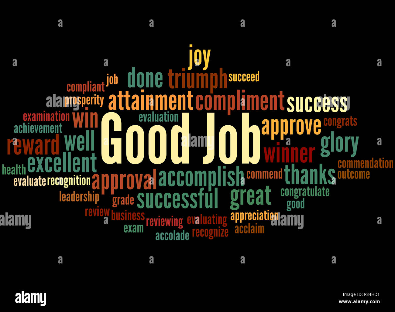 Good Job, word cloud concept on black background Stock Photo - Alamy