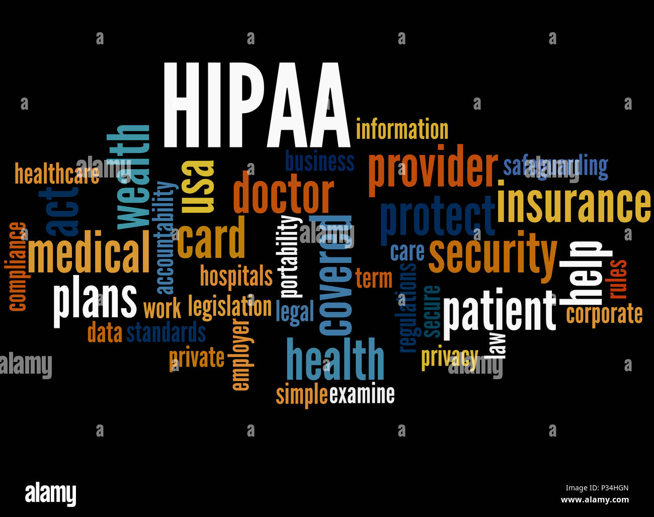 HIPAA, word cloud concept on black background Stock Photo - Alamy